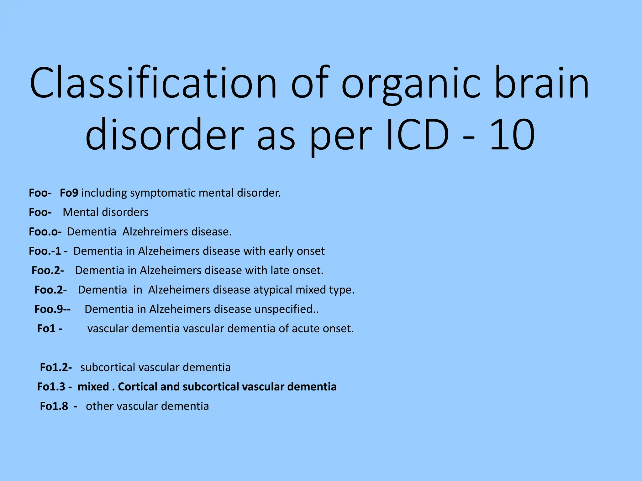 organic brain disorder.pptx its classification | PPTX