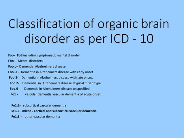 organic brain disorder.pptx its classification | PPT