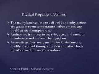 Organic chemistry (Amines), Sharda Public School, Almora U.K. | PPTX