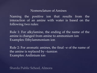 Organic chemistry (Amines), Sharda Public School, Almora U.K. | PPTX