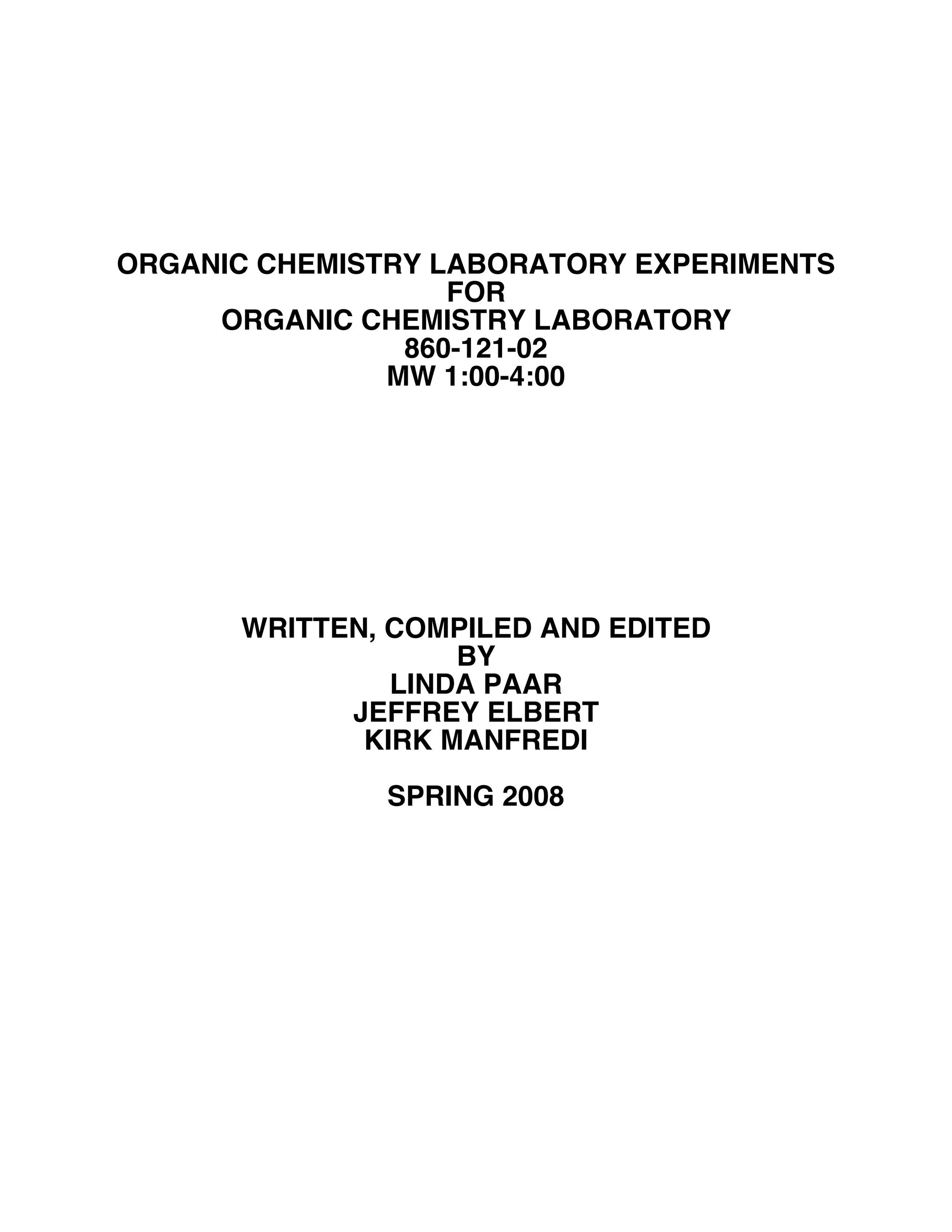 Organic chemistry laboratory | PDF