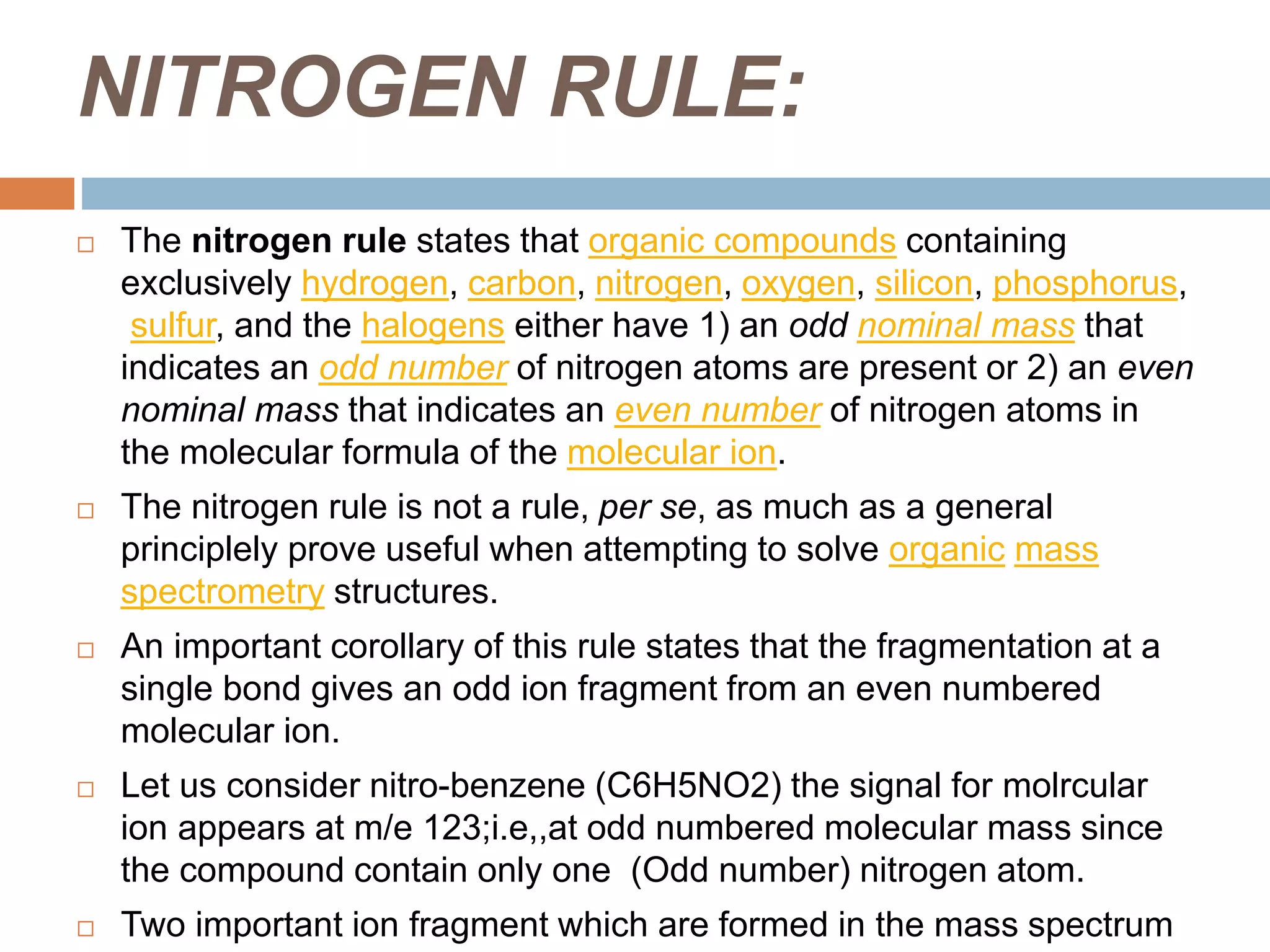 MASS SPECTROSCOPY ( Molecular ion, Base peak, Isotopic abundance ...