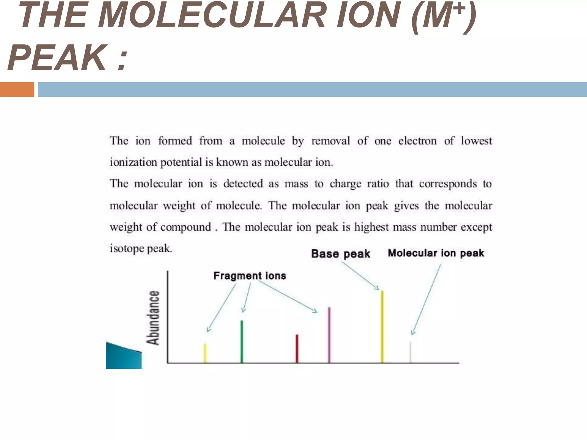 MASS SPECTROSCOPY ( Molecular ion, Base peak, Isotopic abundance ...