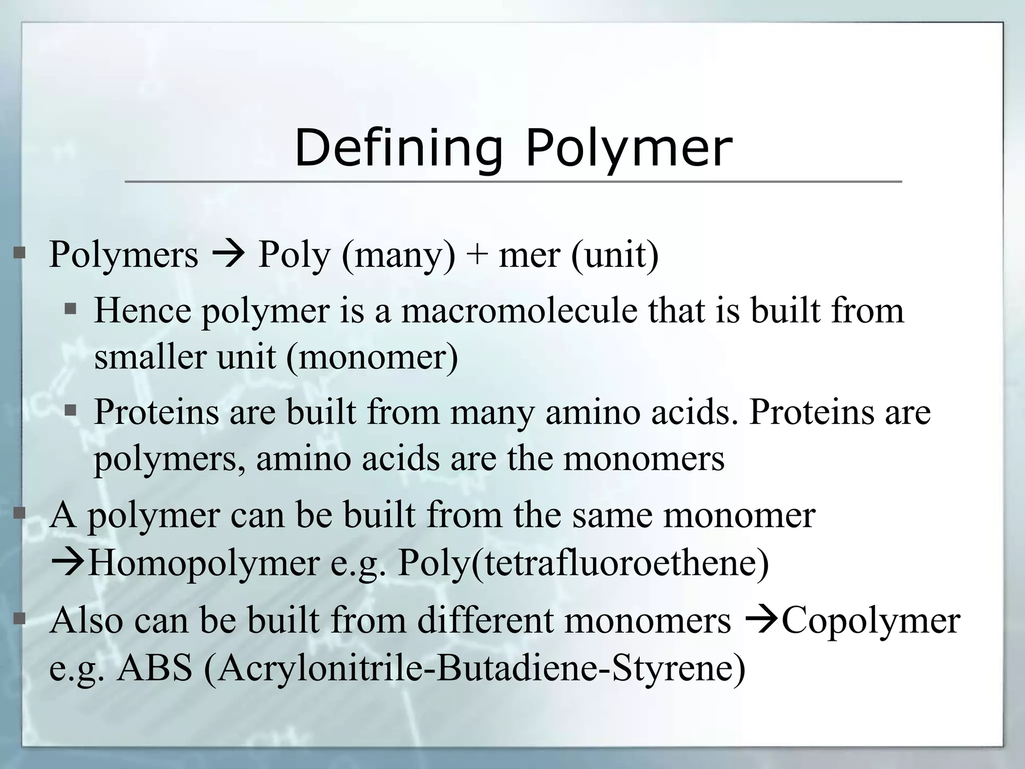 Introduction to Polymer Chemistry | PPTX