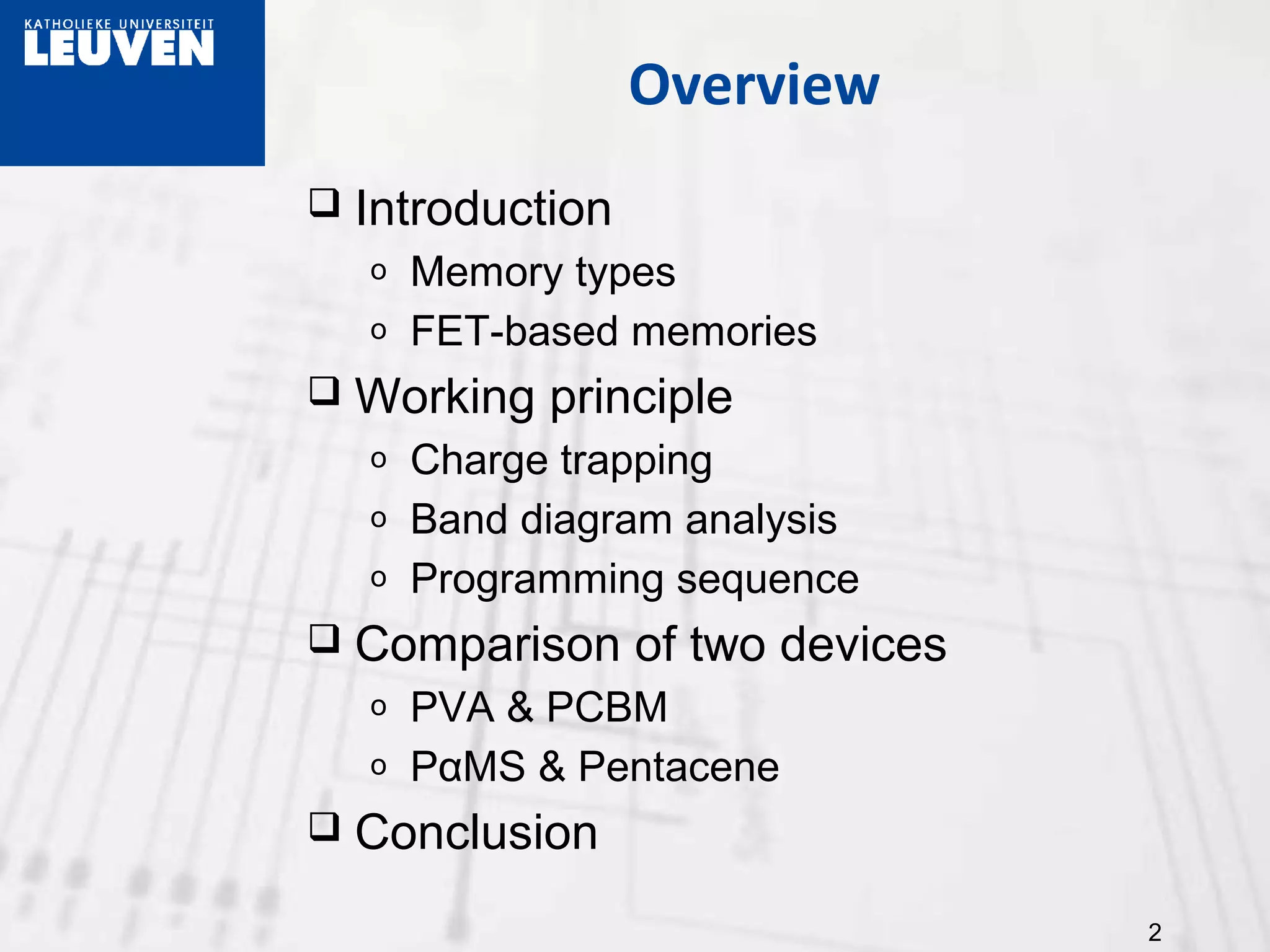 Organic Charge Trapping Memory Transistors Ppt