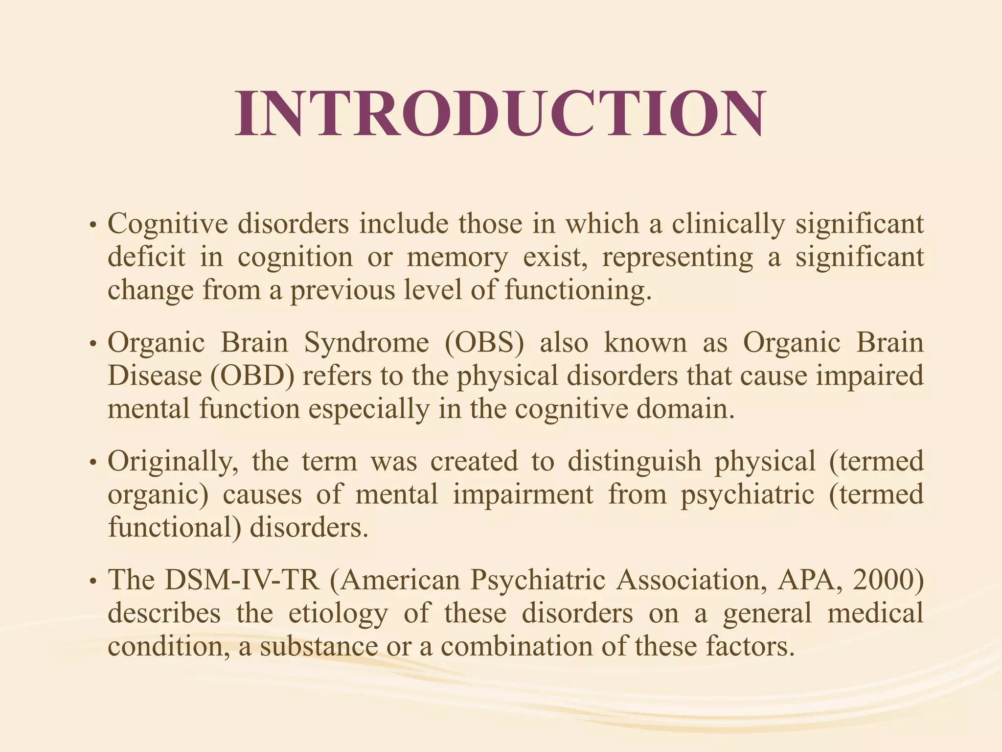 Organic Disorders | PPTX