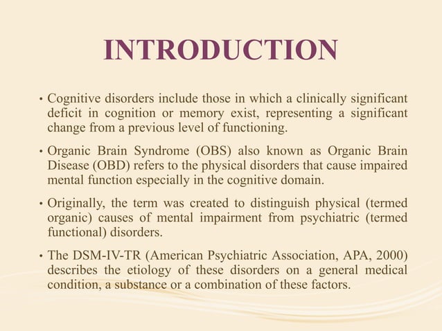 Organic Disorders | PPTX | Brain and Nervous System Disorders ...
