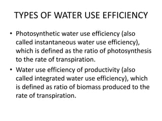 Organic farming and water use efficiency | PPTX