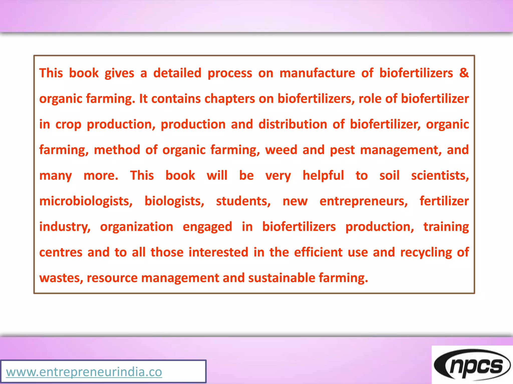 Organic Farming and Biofertilizer Production | PPTX