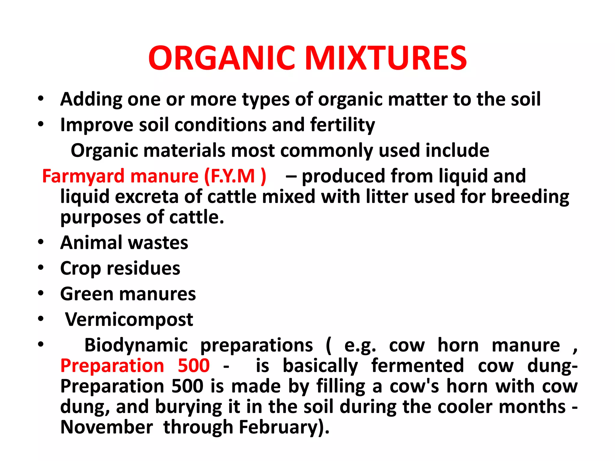 ORGANIC FARMING : COMMON ORGANIC MANURES SMG | PPTX