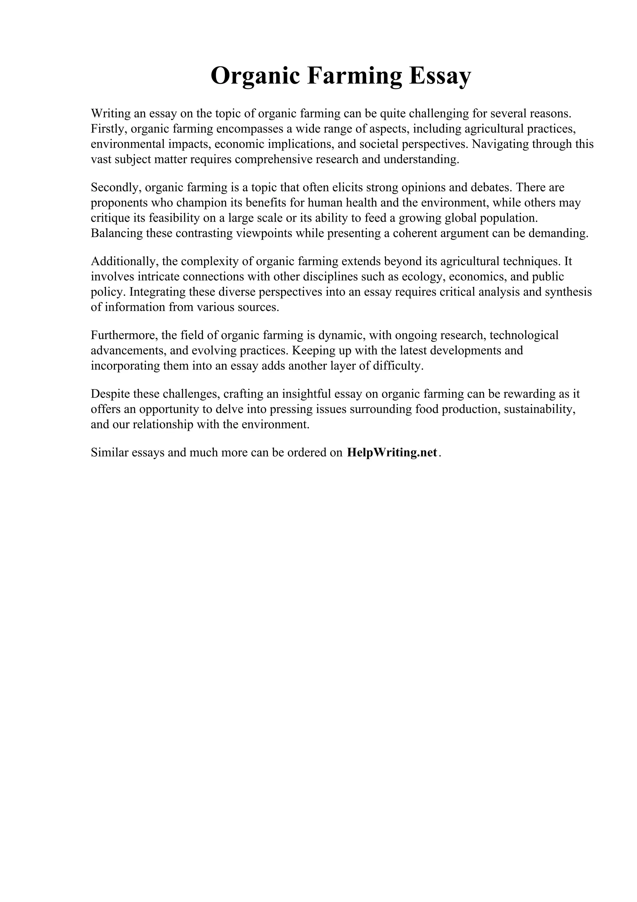 Organic Farming Essay | PDF