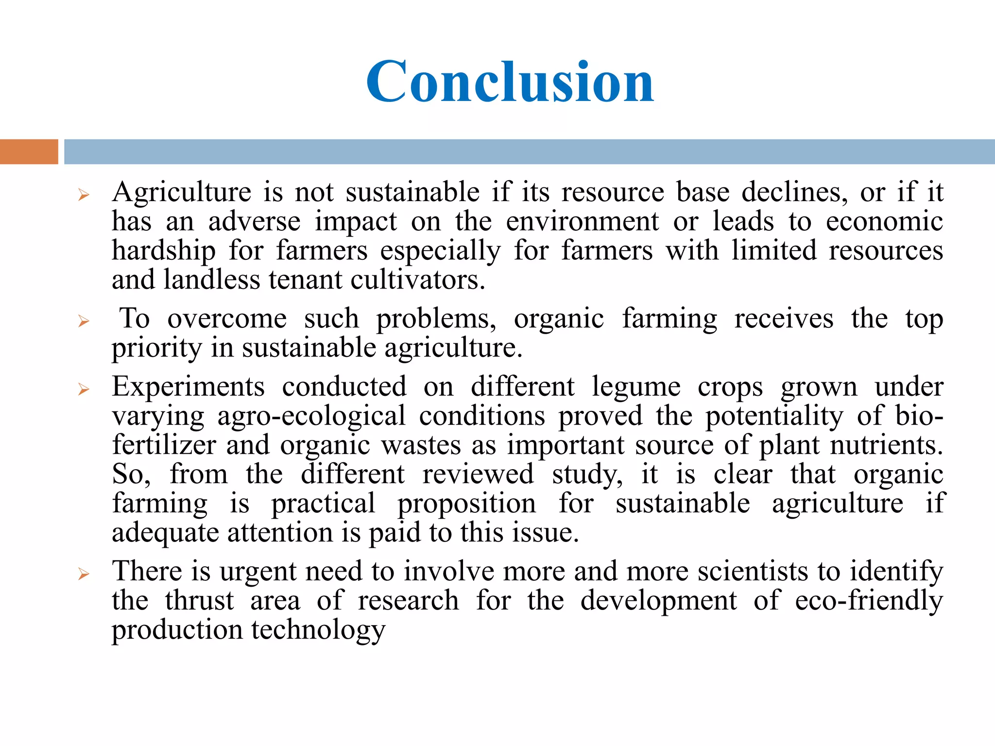 Organic farming for sustainable agriculture in the era | PPTX