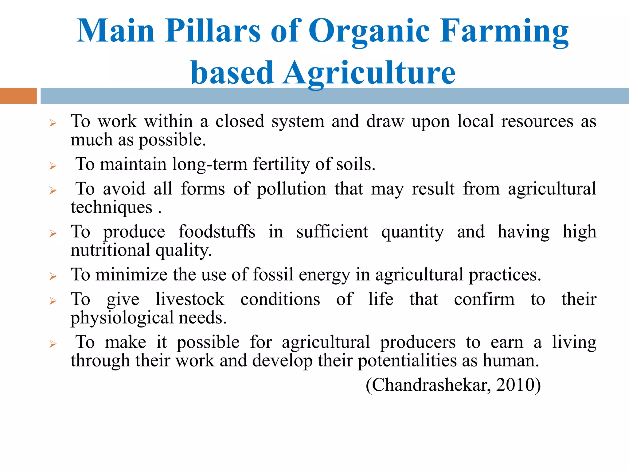 Organic farming for sustainable agriculture in the era | PPTX