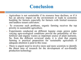 Organic farming for sustainable agriculture in the era | PPTX