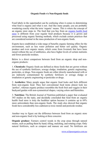 Organic foods non organic foods | PDF | Agriculture | Industries