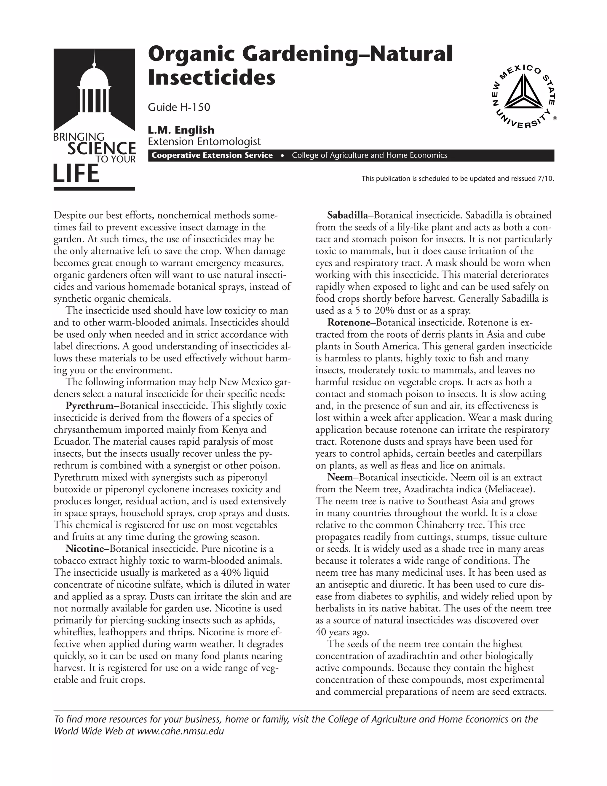 Organic Gardening: Natural Insecticides | PDF | Herbs and Supplements ...