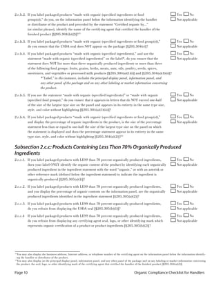 National Organic Program Compliance Checklist for Handlers | PDF