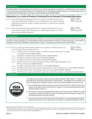 National Organic Program Compliance Checklist for Handlers | PDF