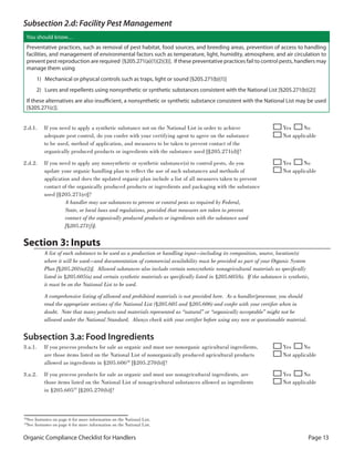 National Organic Program Compliance Checklist for Handlers | PDF