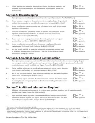 National Organic Program Compliance Checklist for Handlers | PDF