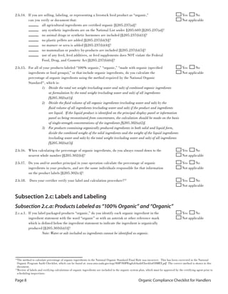 National Organic Program Compliance Checklist for Handlers | PDF