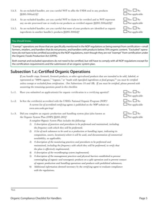 National Organic Program Compliance Checklist for Handlers | PDF