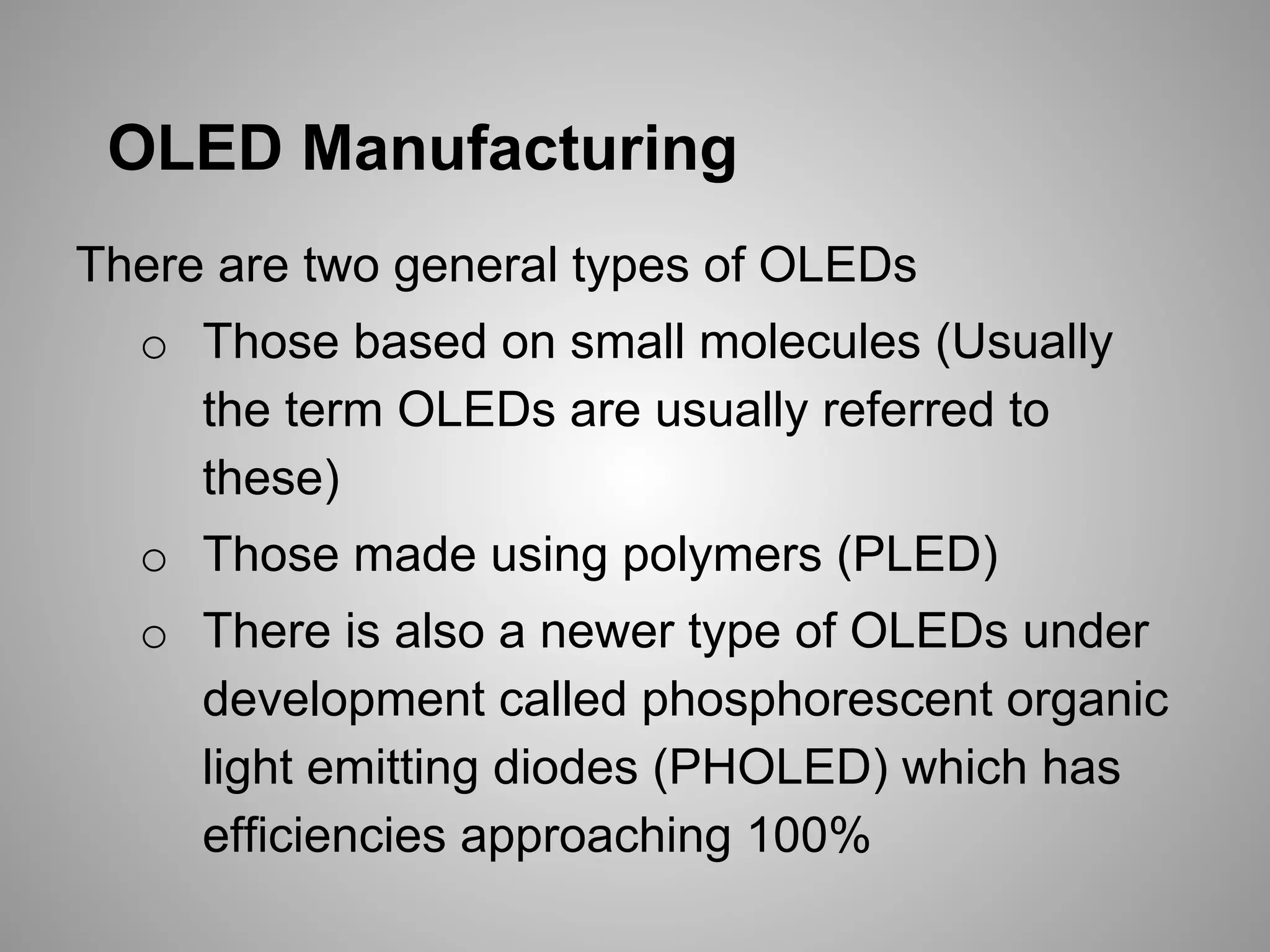 Organic Light-Emitting OLED organic LEDs | PDF