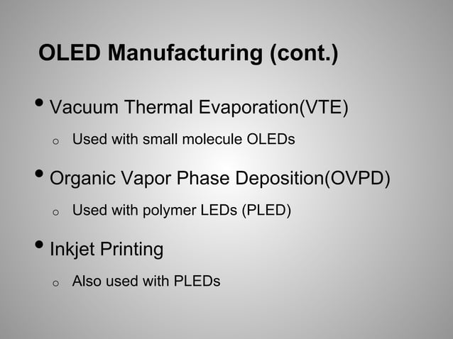 Organic Light-Emitting OLED organic LEDs | PPT