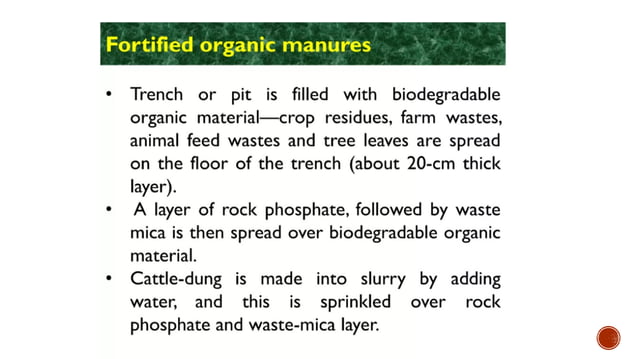 Organic manure introduction, types and production, | PPTX