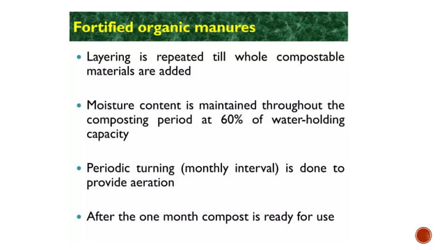 Organic manure introduction, types and production, | PPTX
