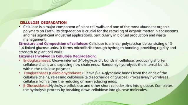 Degradation of Organic Matter -Lignin, Cellulose, Pectin,Hemicellulose ...