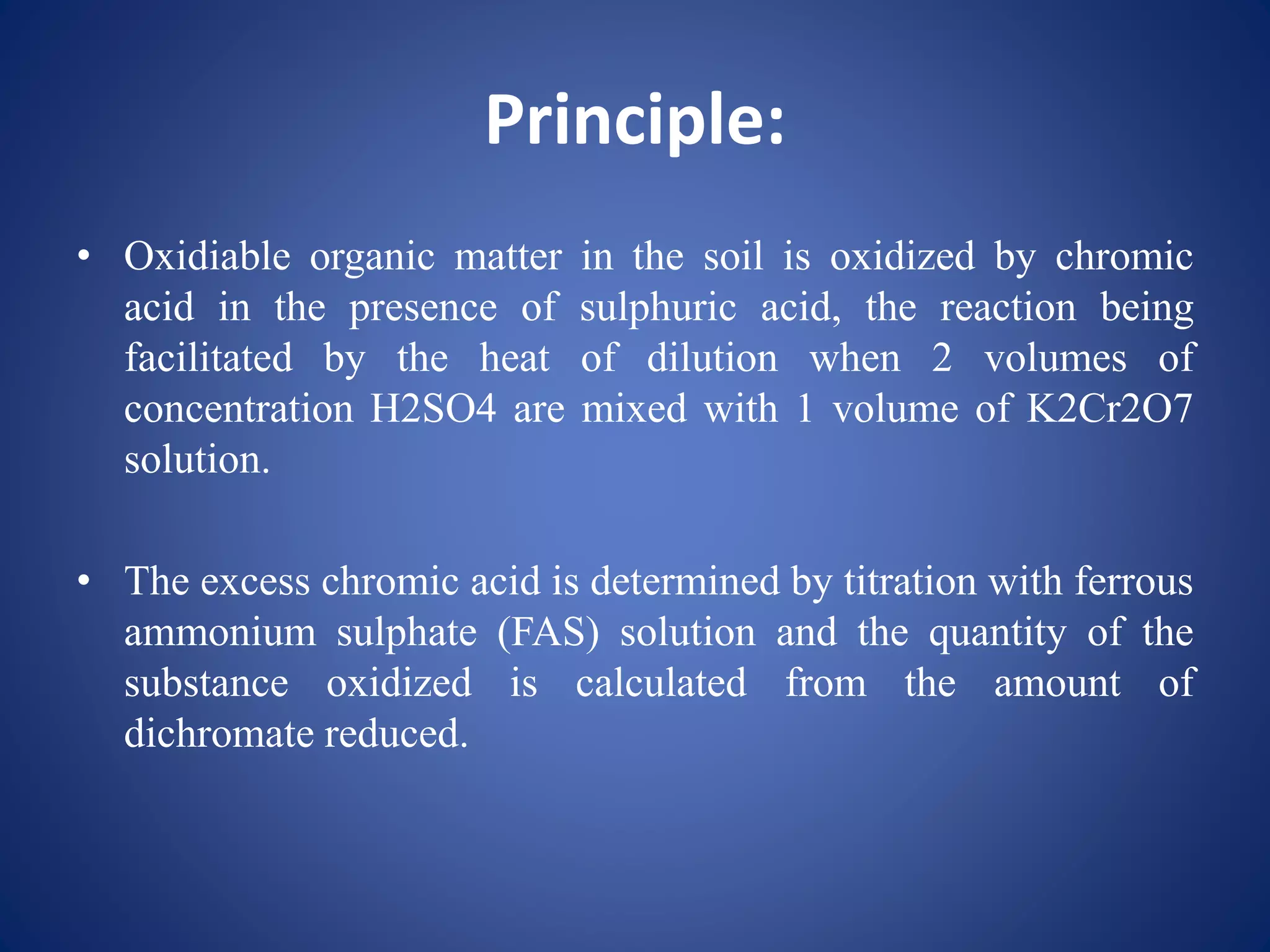 Organic matter determination of soil in laboratory | PPTX