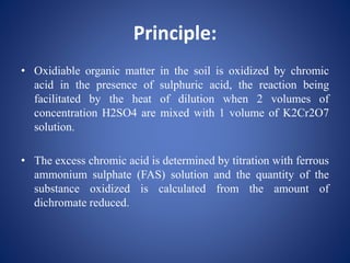 Organic matter determination of soil in laboratory | PPTX