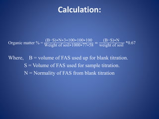 Organic matter determination of soil in laboratory | PPTX