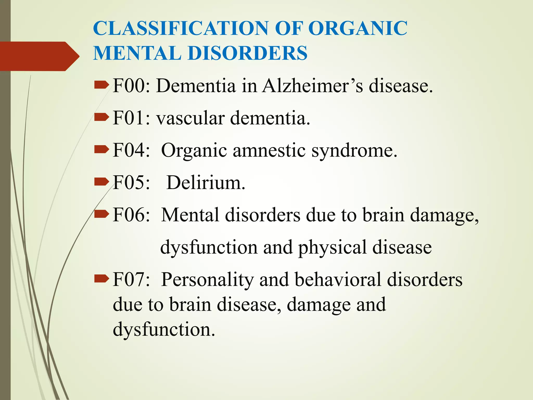 Organic mental disorder | PPTX