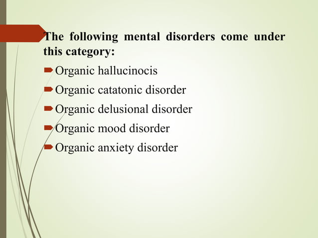 Organic mental disorder | PPTX | Brain and Nervous System Disorders ...