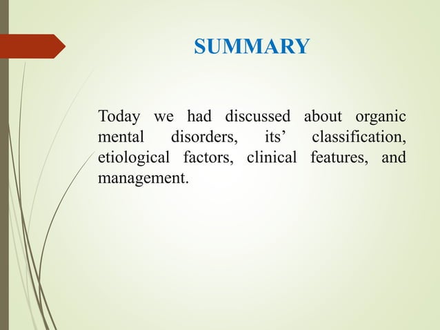 Organic mental disorder | PPTX | Brain and Nervous System Disorders ...