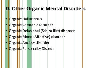 Organic Mental Disorders | PPT