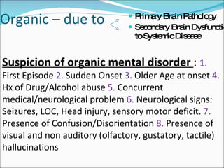 Organic Mental Disorders | PPT