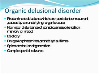 Organic Mental Disorders | PPT