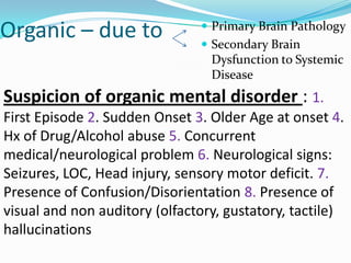 Organic Mental Disorders | PPTX