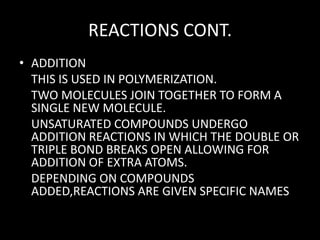 Organic molecules reactions of the hydrocarbons | PPTX