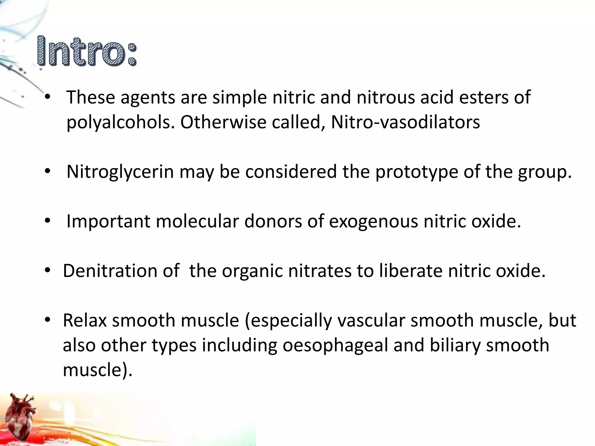 Organic nitrates - pharmacology | PPTX