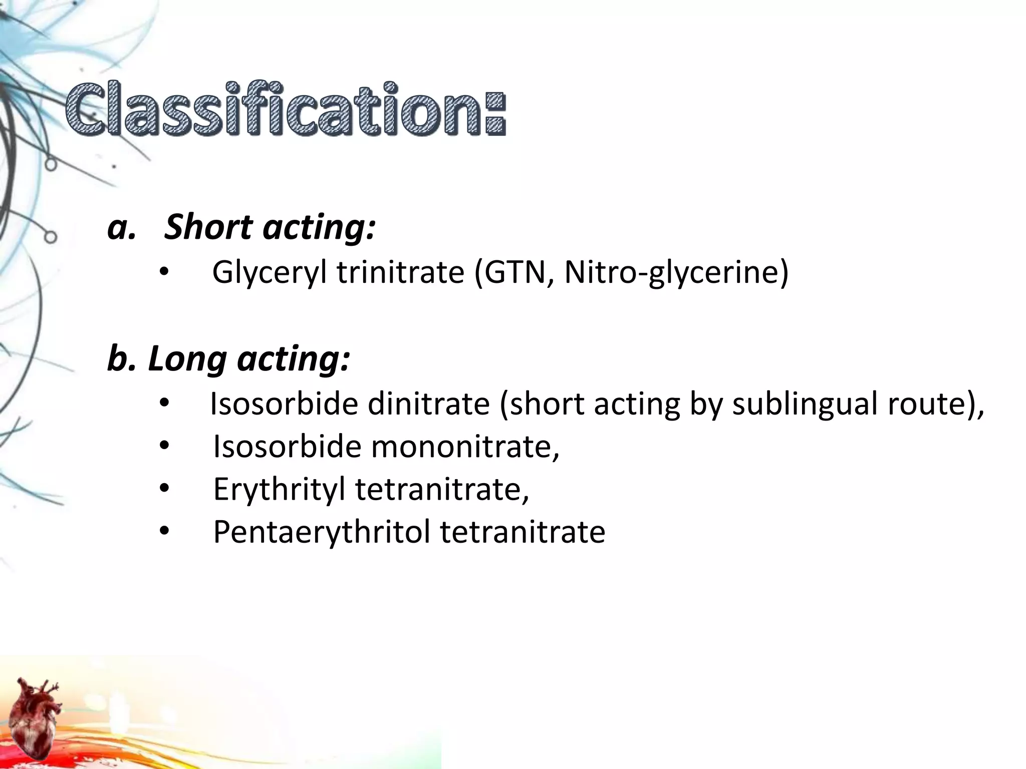 Organic nitrates - pharmacology | PPTX