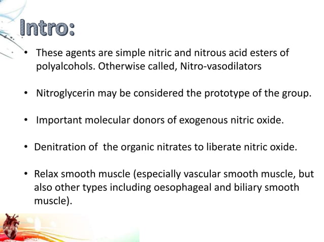 Organic nitrates - pharmacology | PPTX | Chemistry | Science
