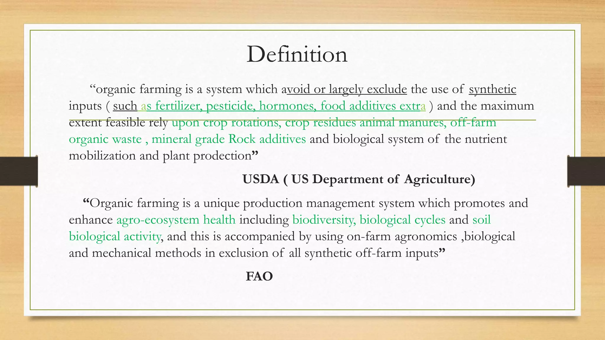Organic farming , Definition , principle, objectives and scope in India ...