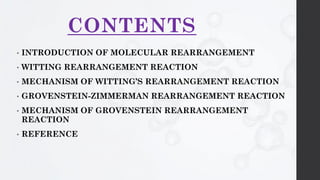 Organic rearrangement reactions,Witting rearrangement and grovenstein ...