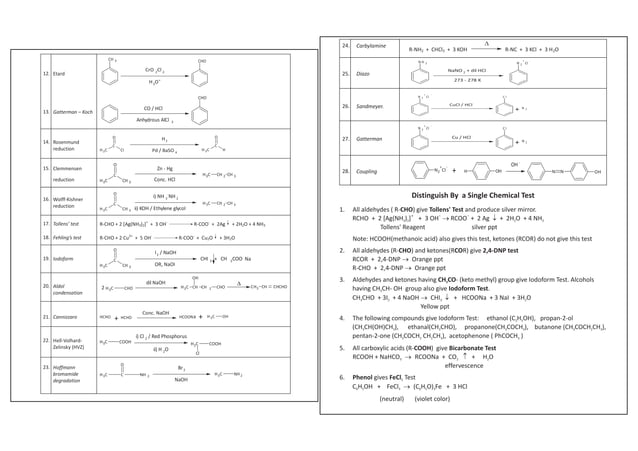 Organic reagents and Reaction charts.pdf | Chemistry | Science