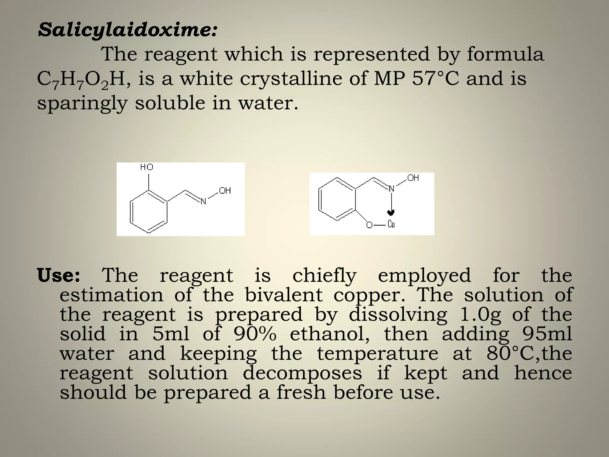 Organic reagents used in inorganic analysis | PPTX
