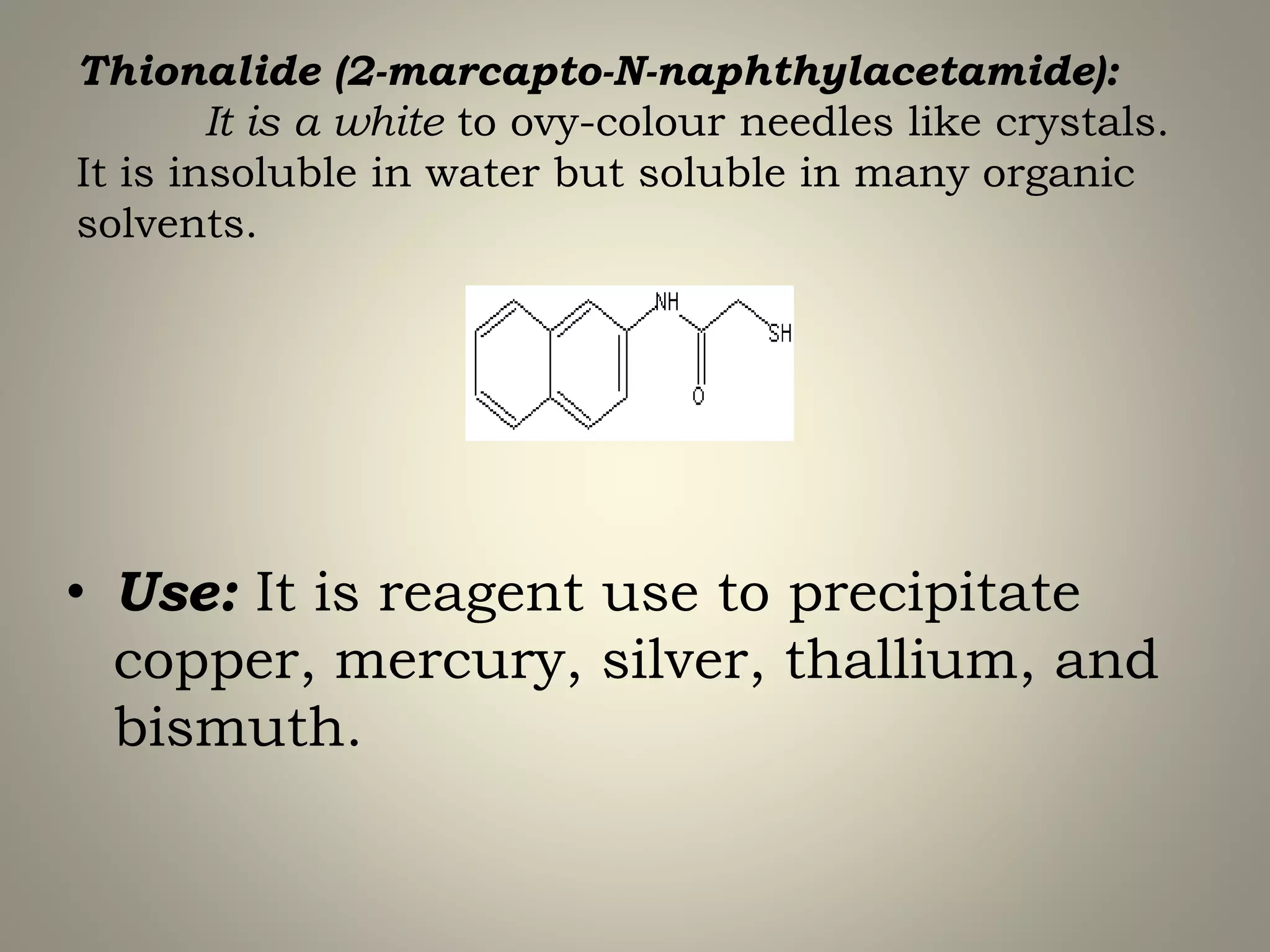 Organic reagents used in inorganic analysis | PPTX